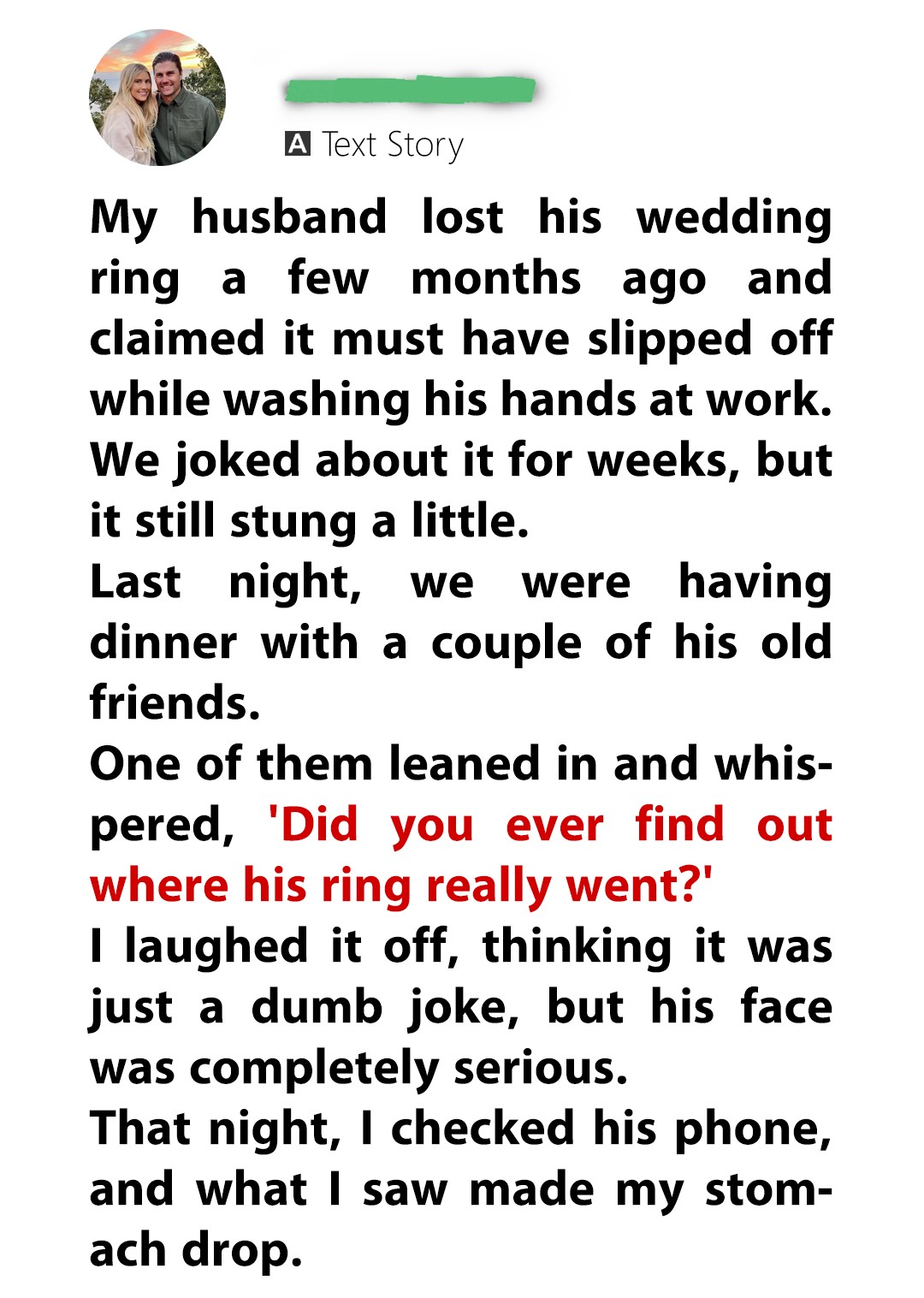 MY HUSBAND LOST HIS WEDDING RING A FEW MONTHS AGO - BMR