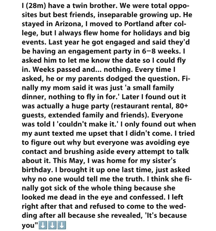 My Twin Brother Excluded Me from His Engagement Party—Then Our Sister ...